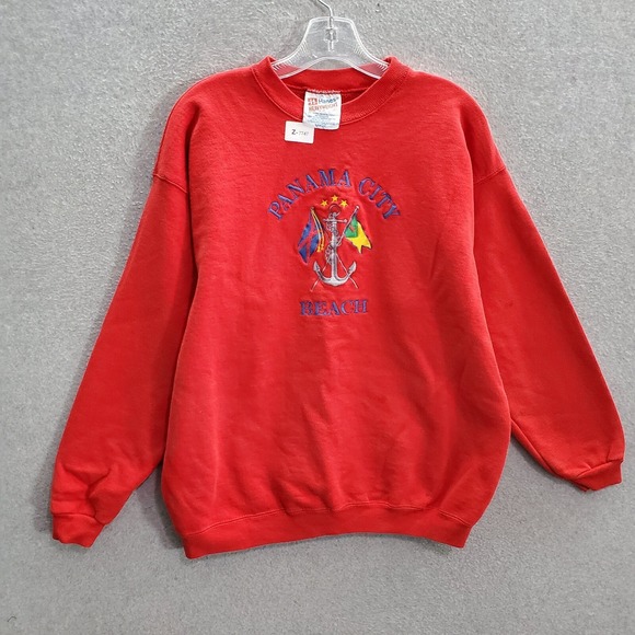 Hanes | Sweaters | Vintage Panama City Beach Men Sweater Large Red ...